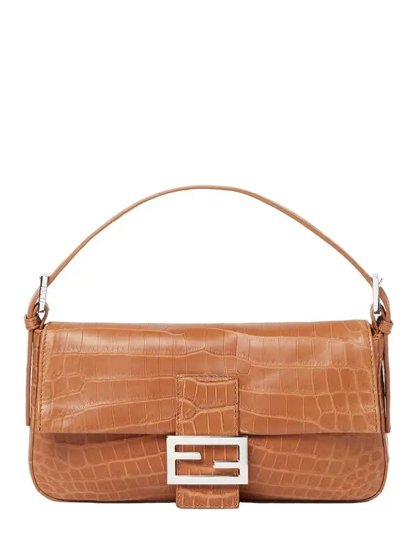 Fendi Baguette® 26424 Camel-color Brushed Crocodile Leather Bag - [beige]